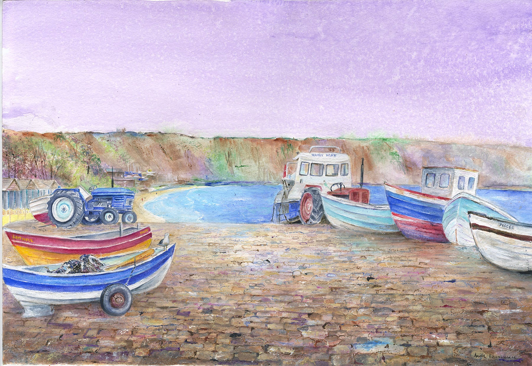 Painting Filey in Spring - Anita Bowerman Artist
